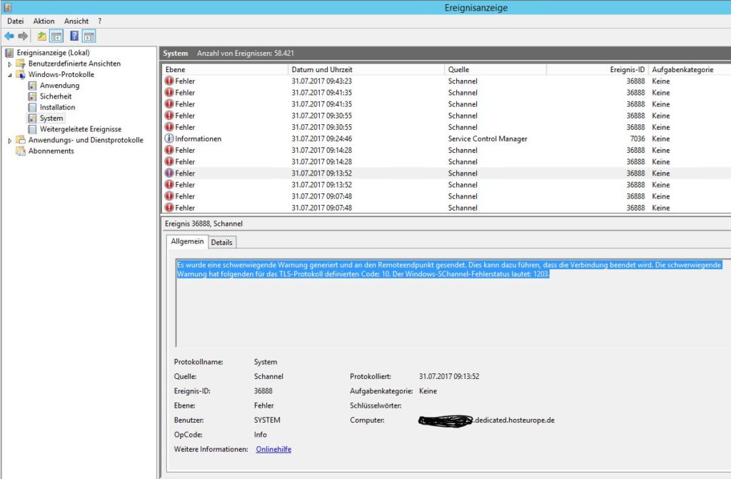 Schannel Fehler Ereignis 36888 – chilltimes.de – Microsoft Blog